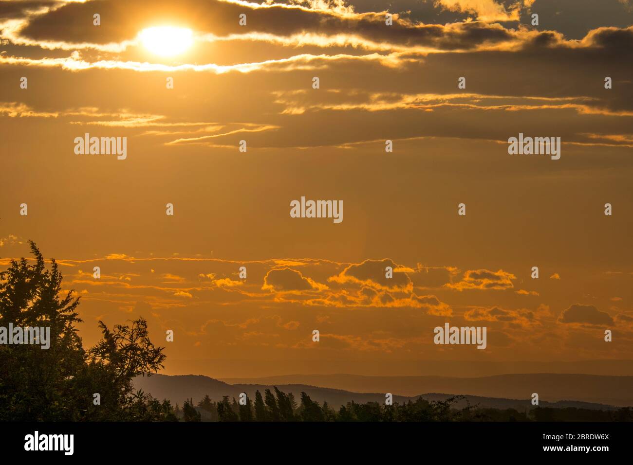 Summer sunset sky at Sablet village in The Vaucluse, Provence-Alpes ...