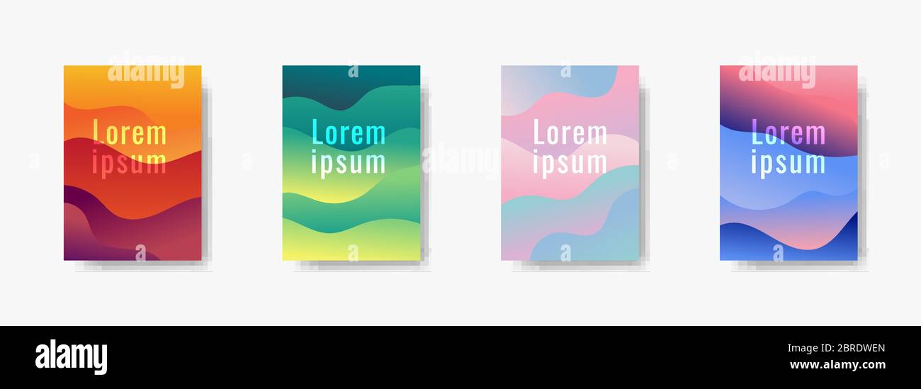 Set of brochure cover A4 template wave shape layered background. You ...