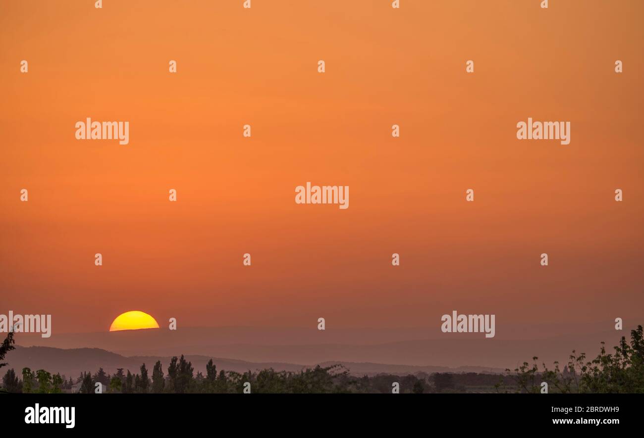 Summer sunset sky at Sablet village in The Vaucluse, Provence-Alpes ...
