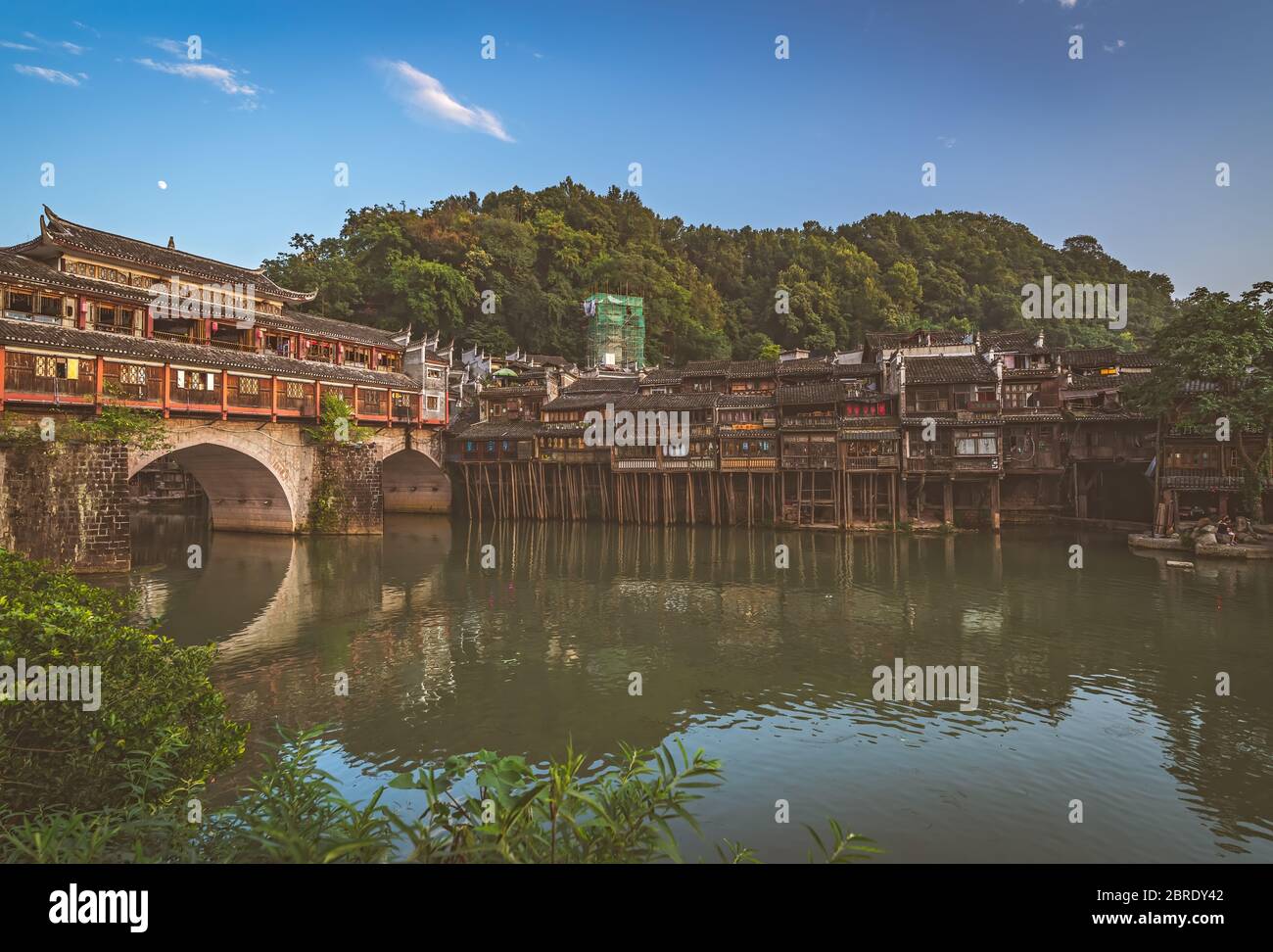 Feng Huang, China - August 2019 : Morning view of the old historic ...