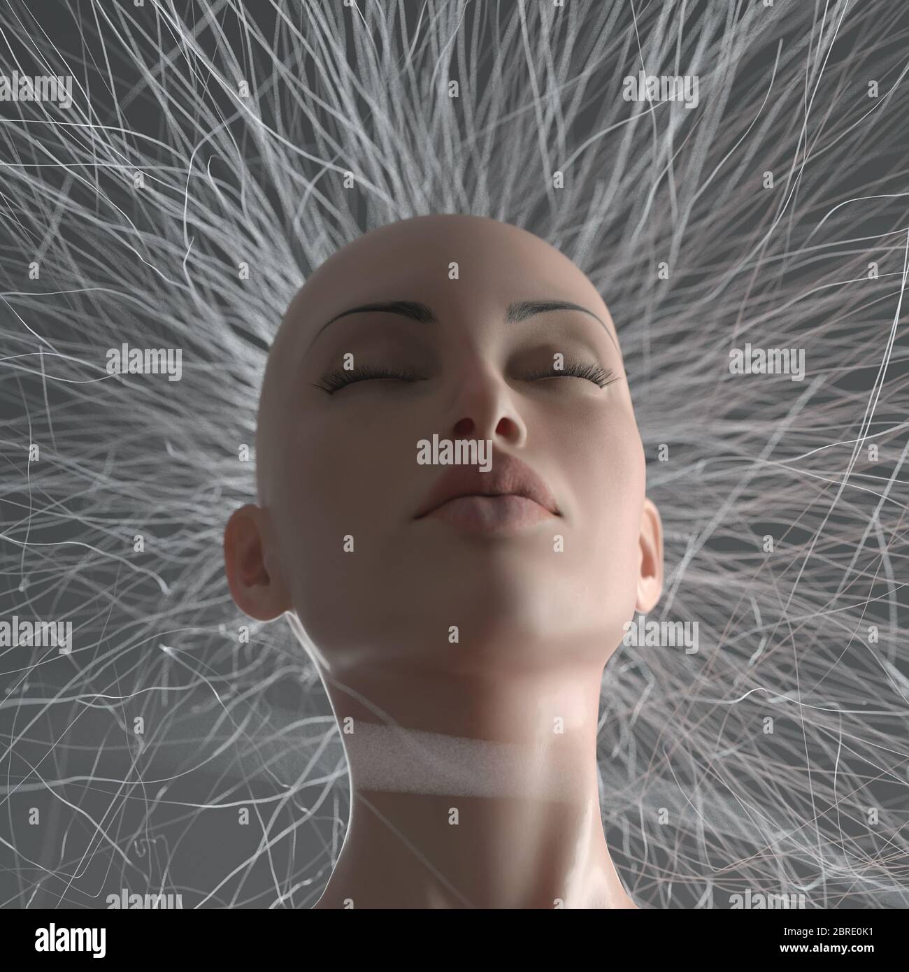 human head in a wire flow Stock Photo - Alamy