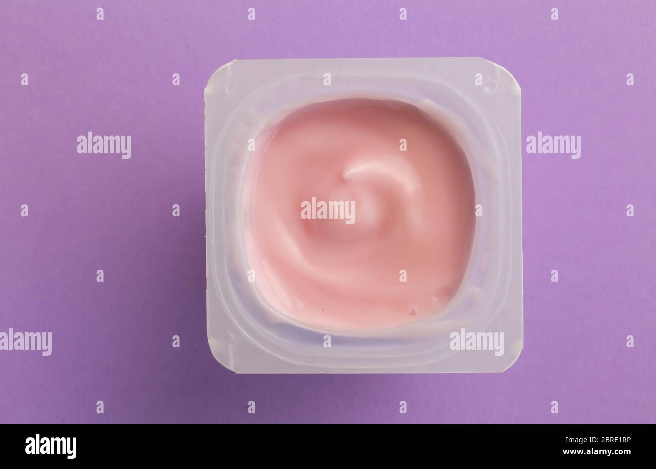 Healthy strawberry fruit flavored yoghurt with natural coloring in ...