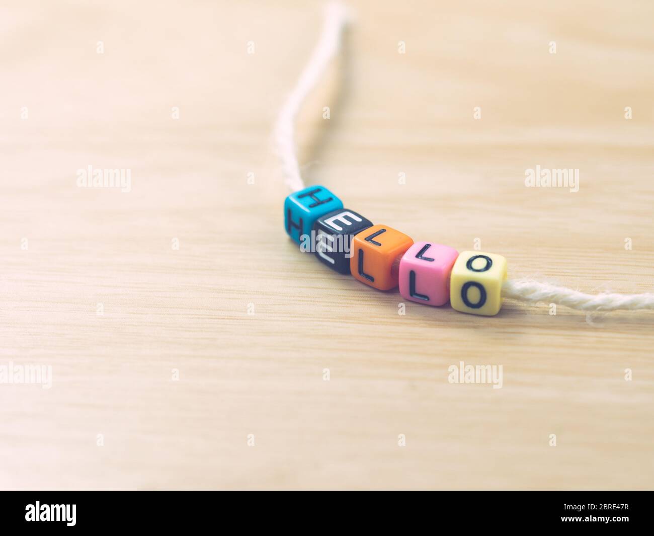 Hello word written on color blocks. Hello text on table, concept Stock ...