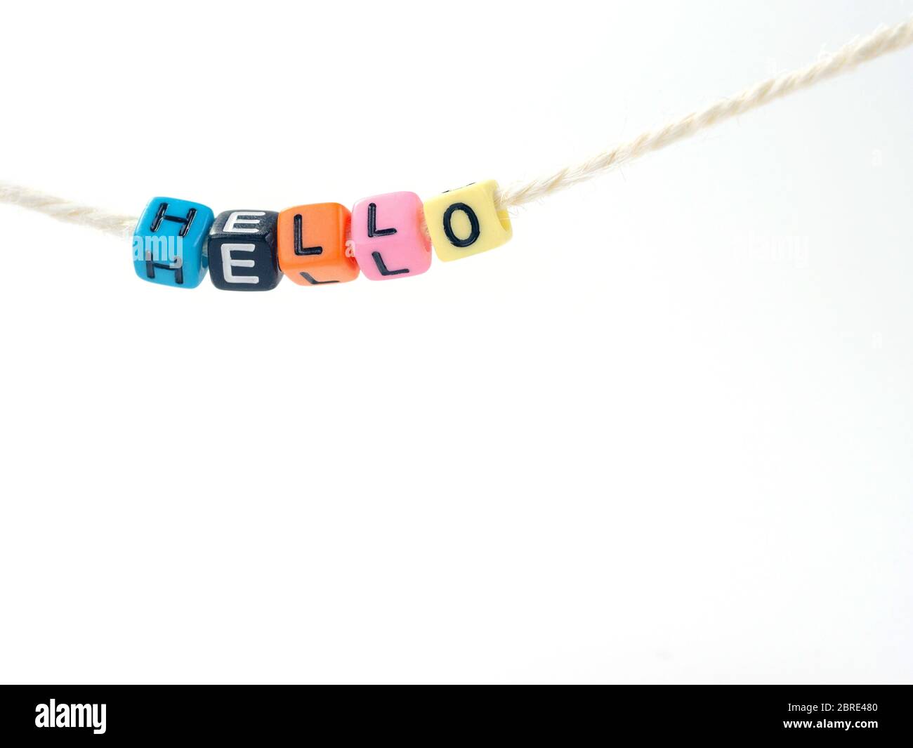 Hello word written on color blocks. Hello text on white background ...