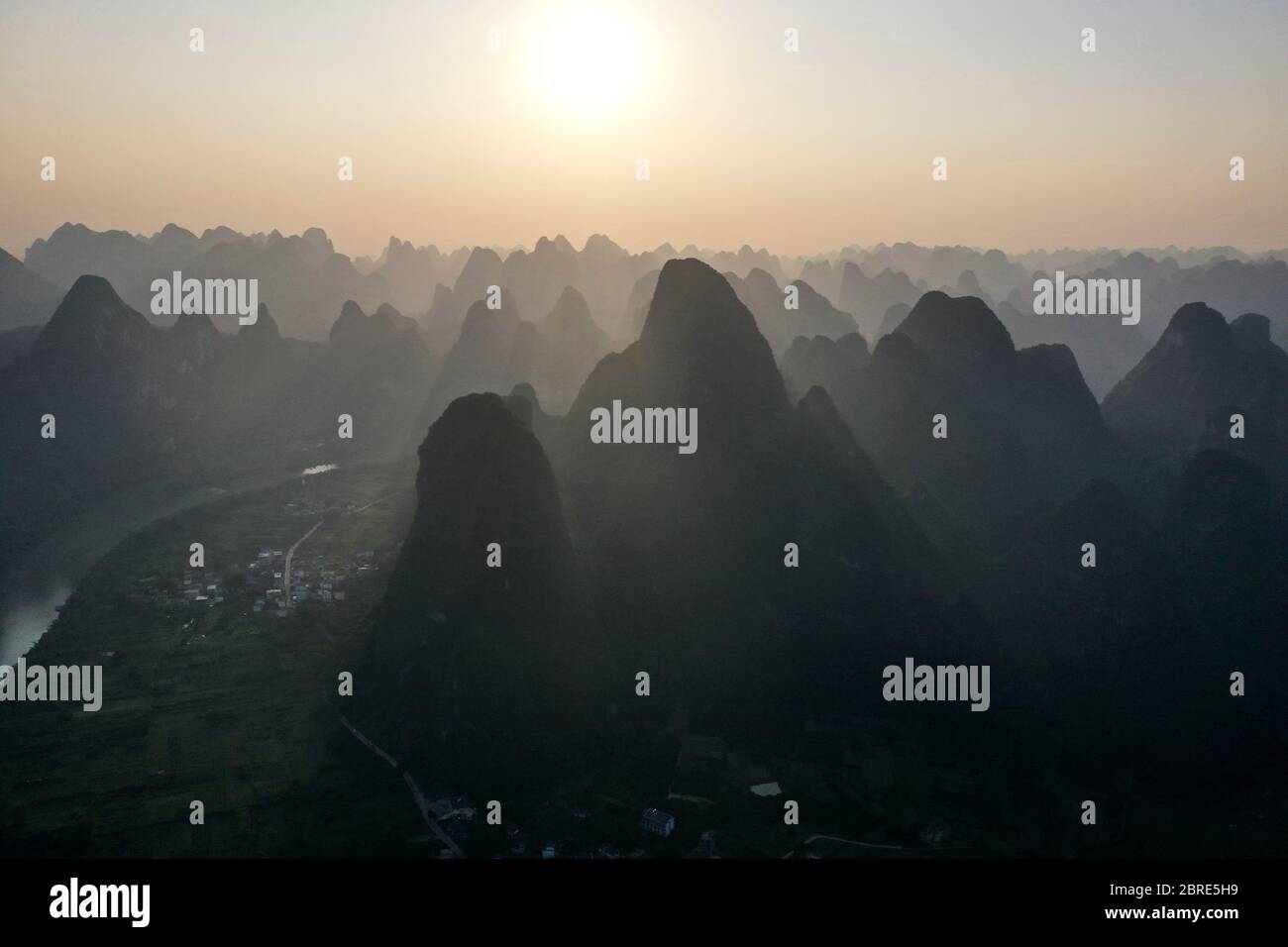 Guilin. 19th May, 2020. Aerial photo taken on May 19, 2020 shows the ...