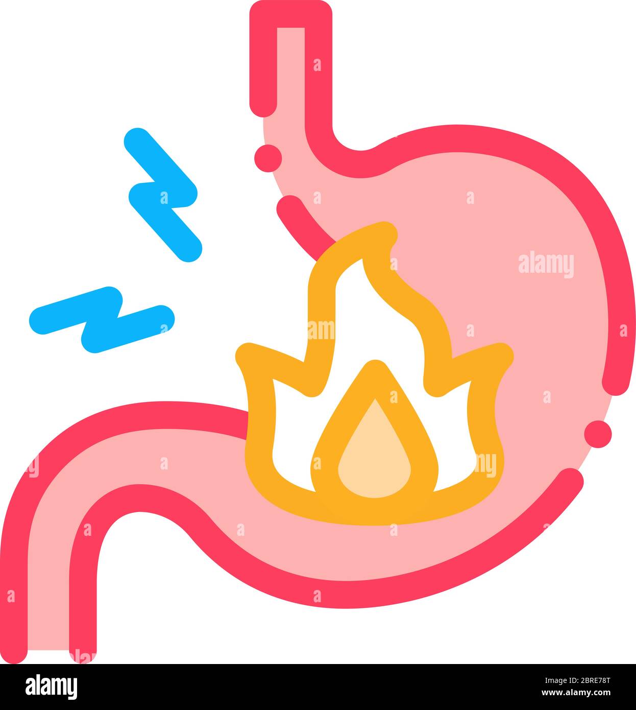 severe heartburn stomach pain icon vector outline illustration Stock ...