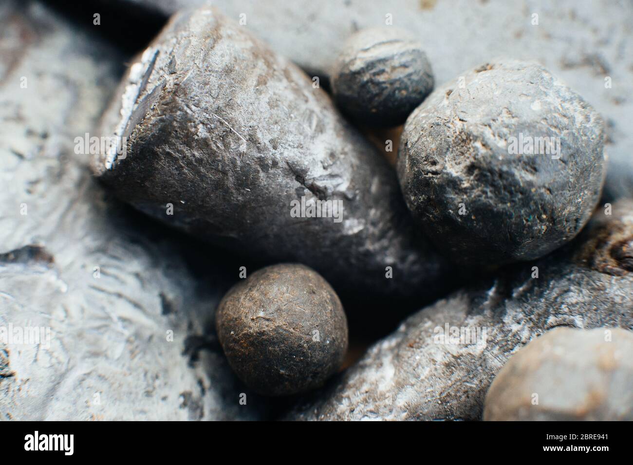 Scrap lead, pieces, lead bars. Lead texture. Close-up. Macro. Plumbum ...