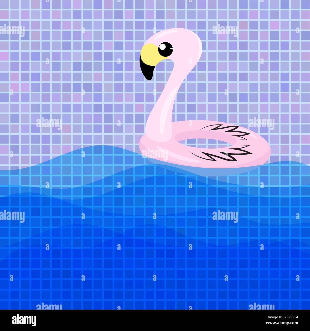 Inflatable Pink Flamingo Toy on Colored Square Background. Swimming ...