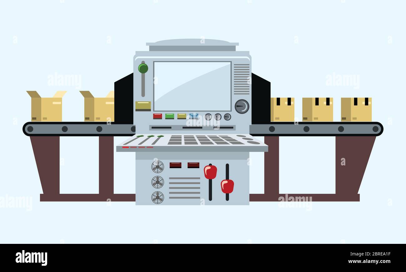 The factory conveyor packing boxes. Conveyor Automatic Production Line ...