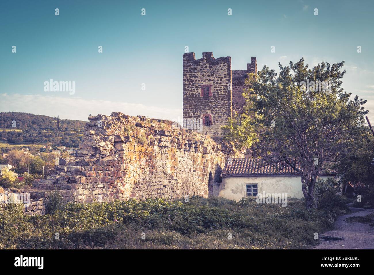 Ancient Genoese fortress in Feodosia, Crimea, Russia. Picturesque view ...