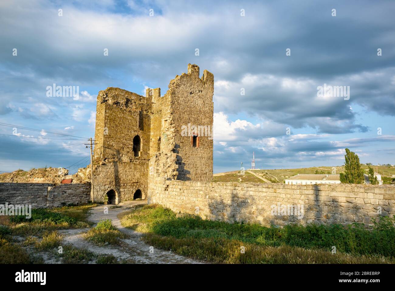 The ruins of Genoese fortress in the city of Feodosia, Crimea, Russia ...