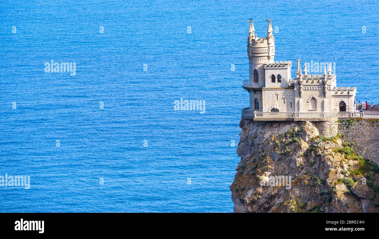 Castle of Swallow's Nest at Black Sea, Crimea, Russia. It is a famous ...
