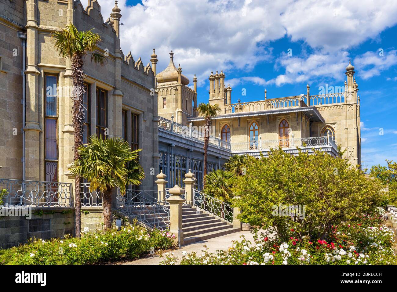 Vorontsov Palace in the town of Alupka, Crimea, Russia. Vorontsov ...