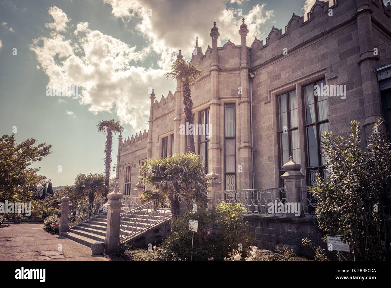 Alupka, Crimea - May 20, 2016: Southern facade of Vorontsov Palace in ...