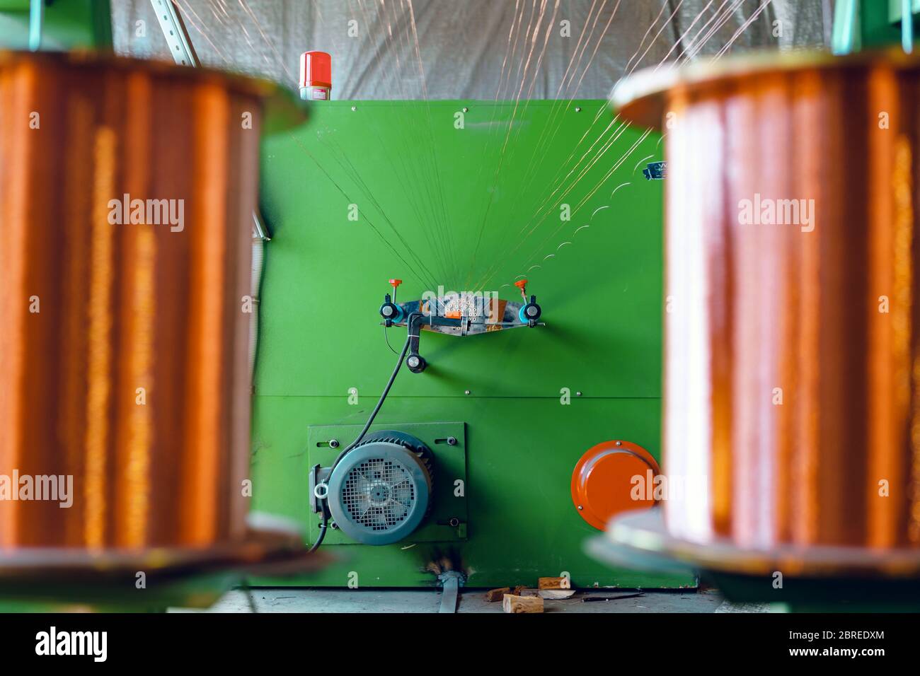 Production of copper wire, cable in reels at factory. Cable factory ...