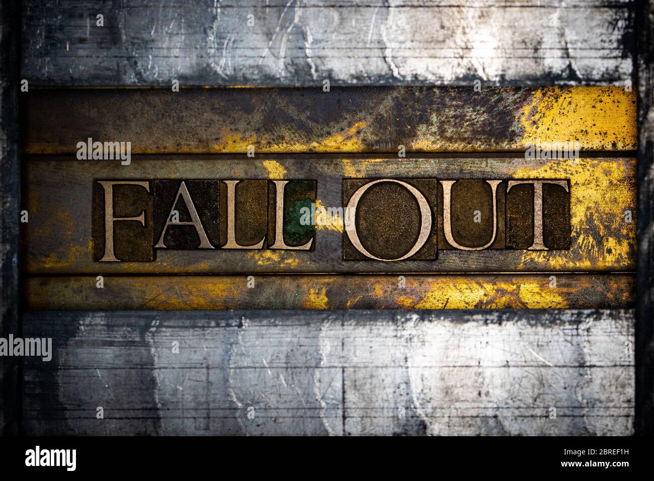 Photo of real authentic typeset letters forming Fall Out text with on ...