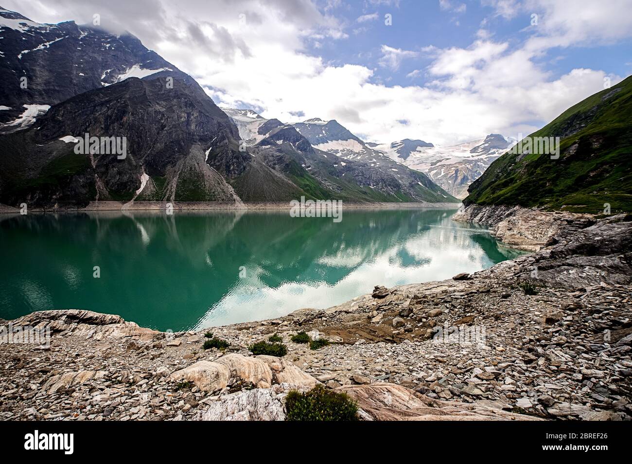 Reservoi Mooserboden (Stausee Mooserboden) located in the impressive ...