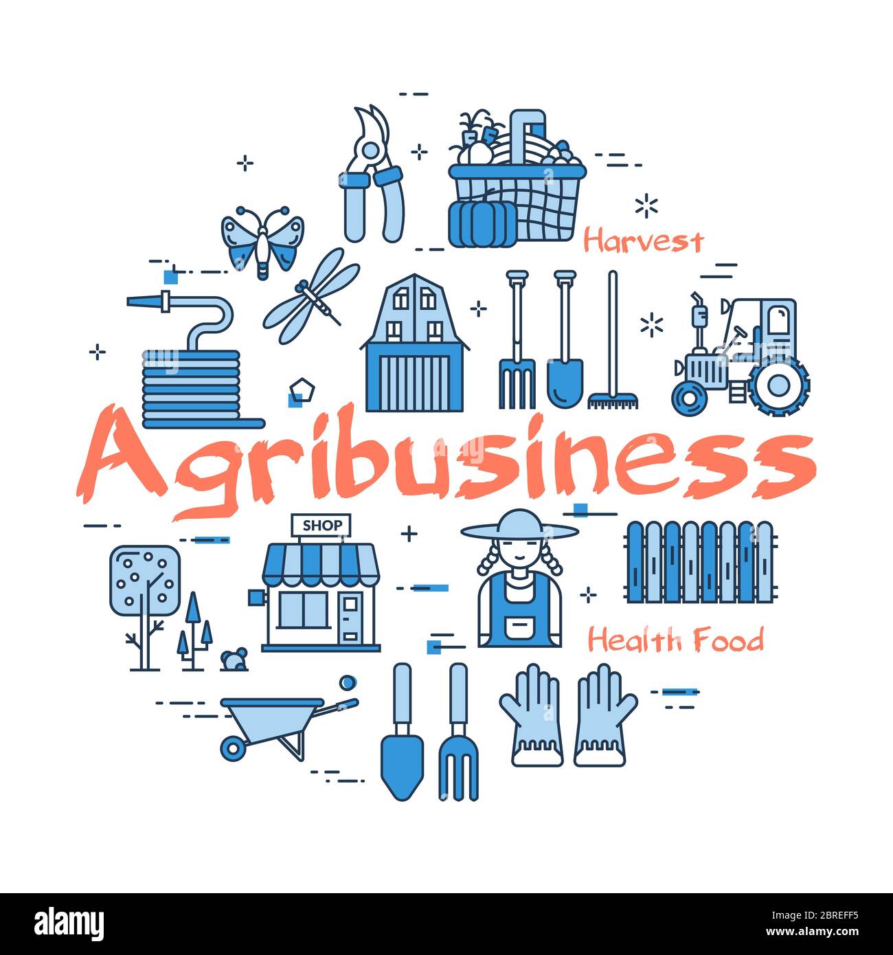 Vector linear concept of home farming and gardening - Agribusiness ...
