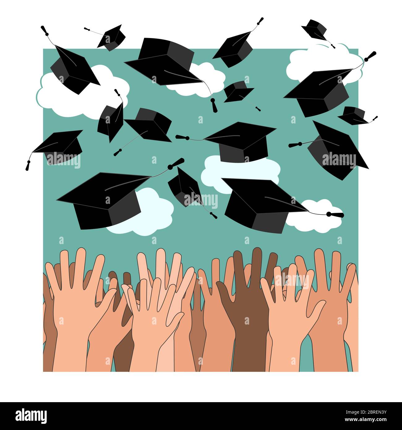 University graduation ceremony flat illustration. Higher education ...