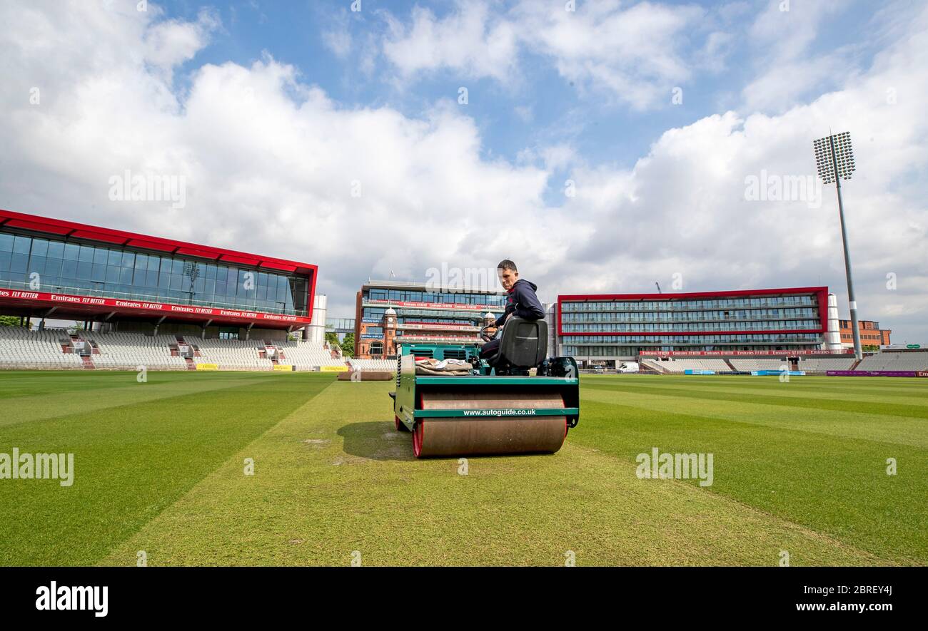 Head Groundsman Matt Merchant works on the pitch at Emirates Old ...