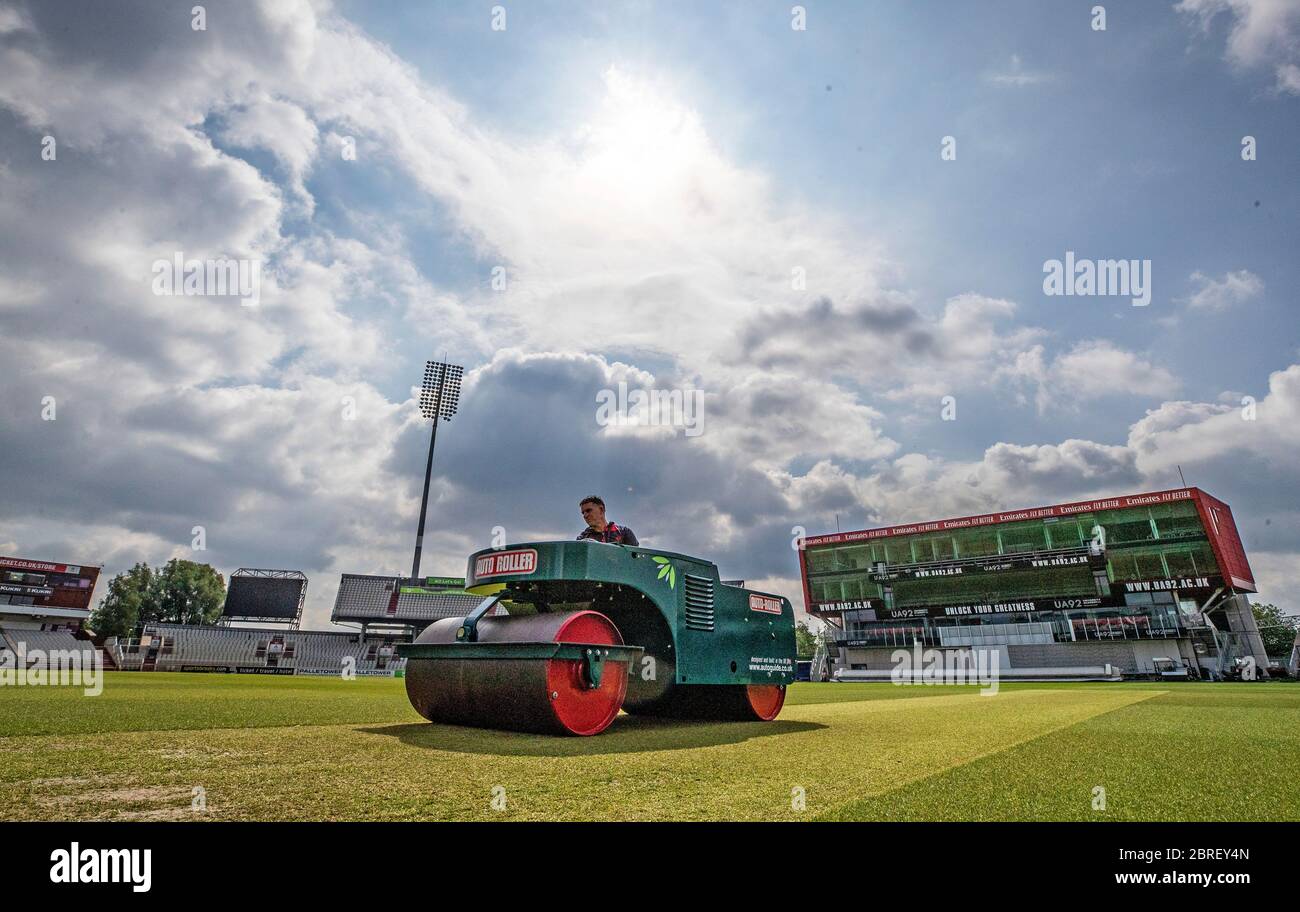 Head Groundsman Matt Merchant works on the pitch at Emirates Old ...