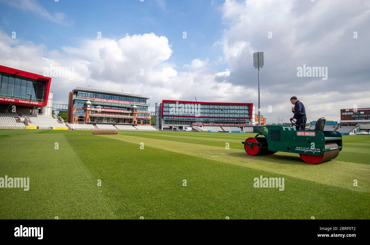 Head Groundsman Matt Merchant works on the pitch at Emirates Old ...