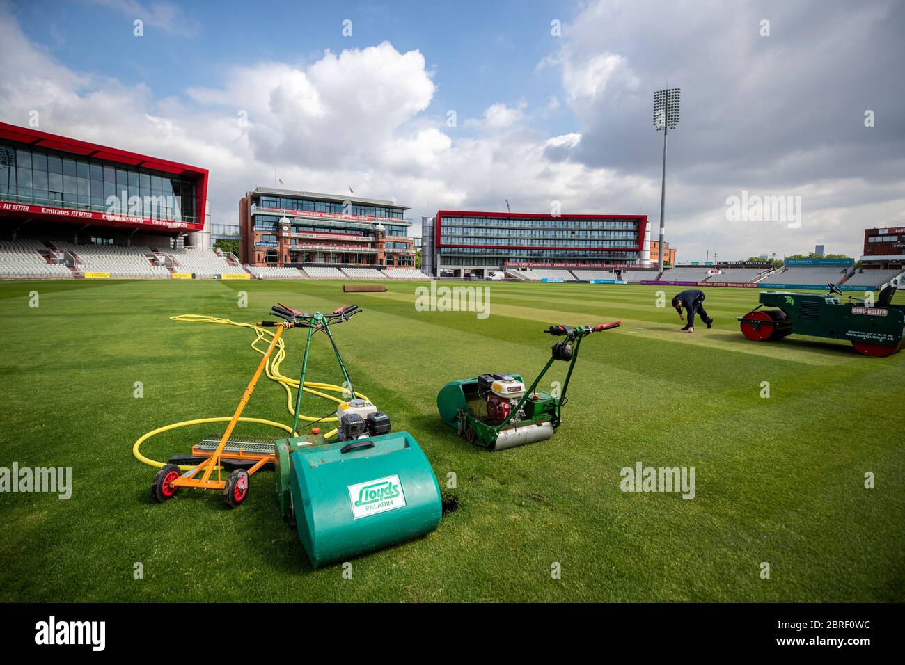 Head Groundsman Matt Merchant works on the pitch at Emirates Old ...