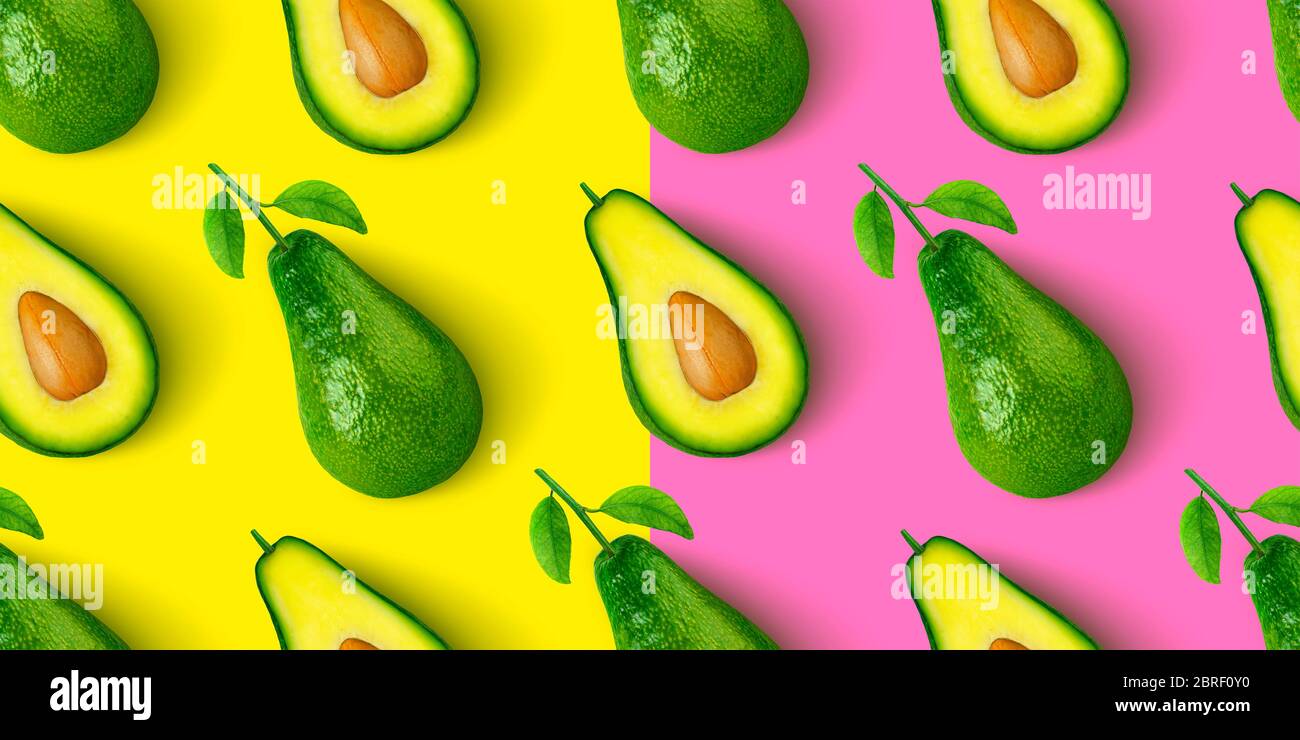 Avocado seamless pattern isolated on color background Stock Photo - Alamy