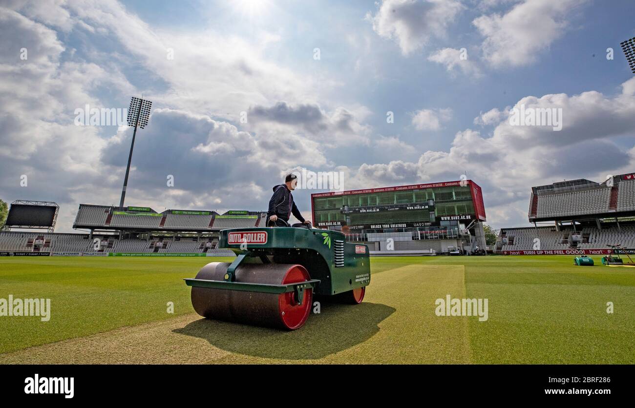 Head Groundsman Matt Merchant works on the pitch at Emirates Old ...
