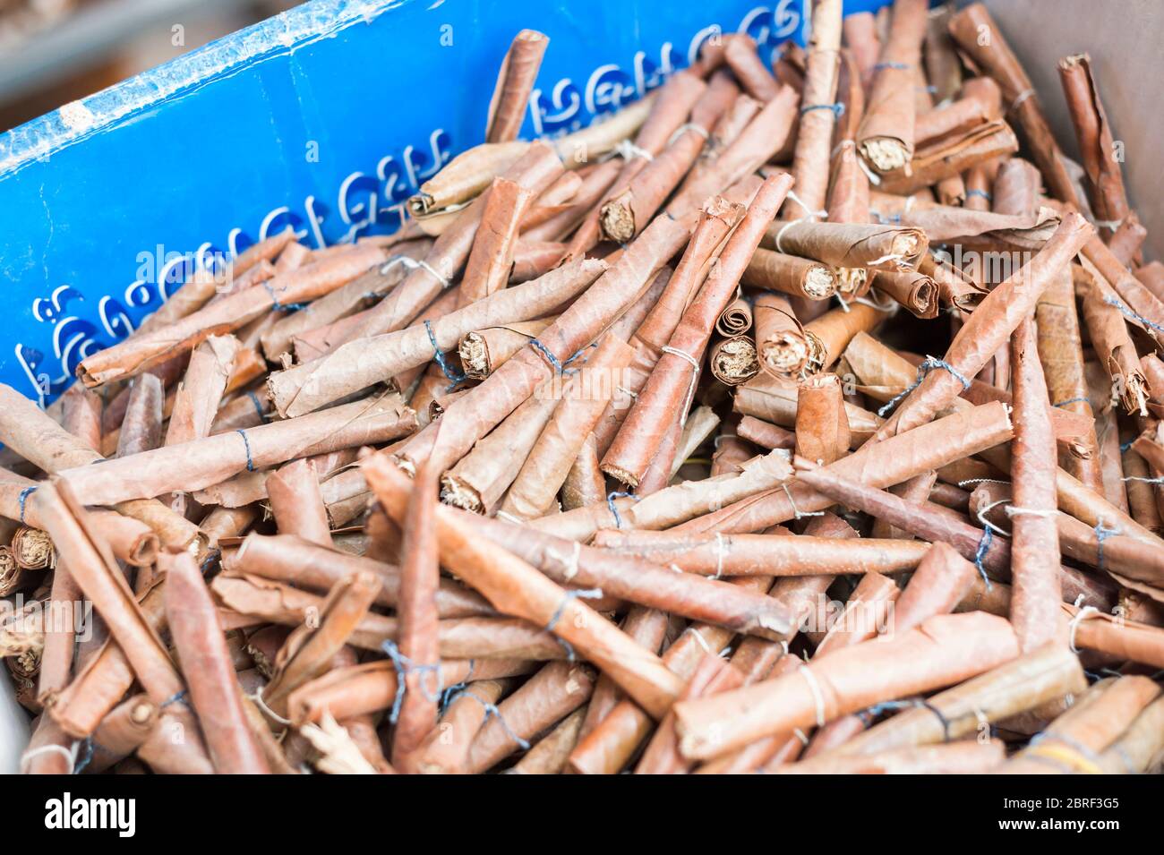 Handmade cigarettes for sale at Psar Nat Market, Battambang, Cambodia ...