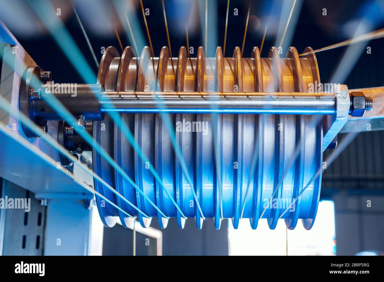 Inside a modern plant producing power electric cables and optical ...