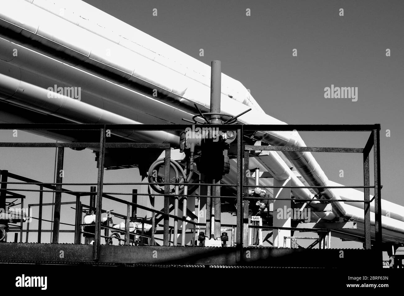 Pipeline and pipe rack of petroleum industrial plant. Offshore Industry ...