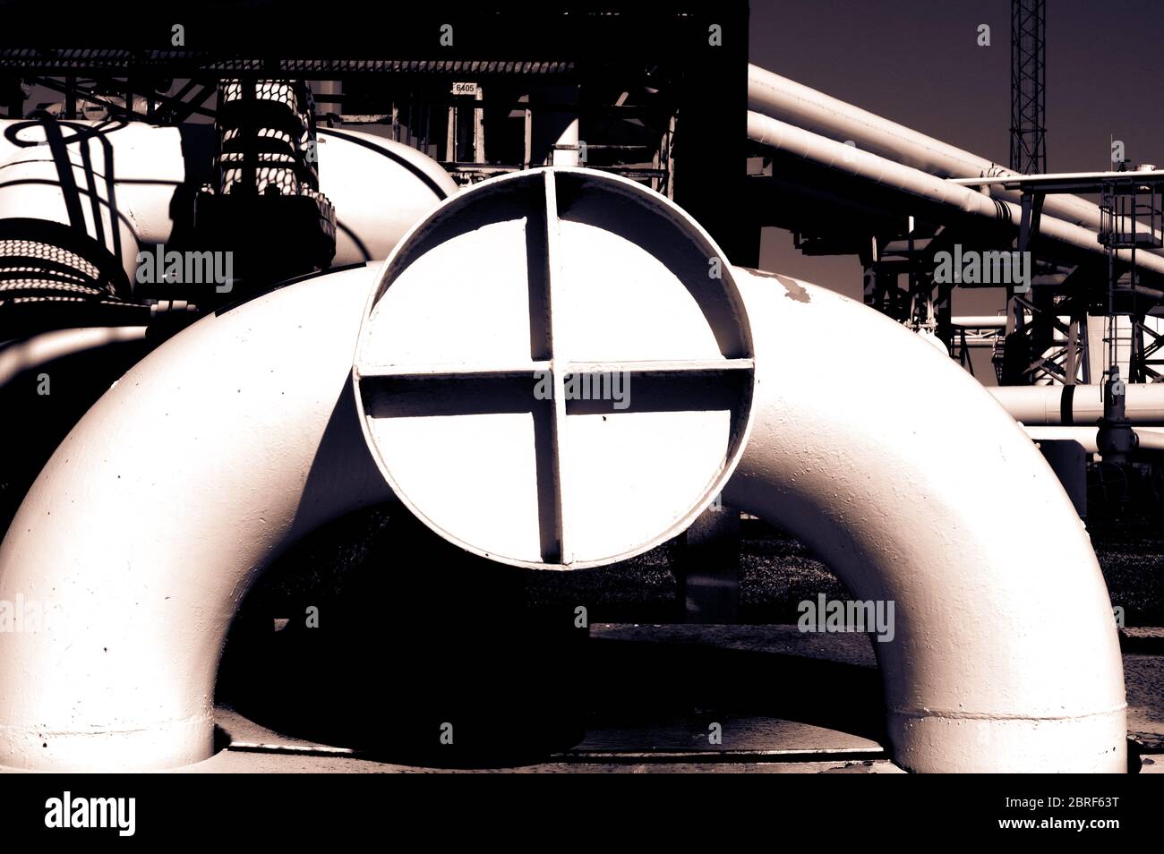 Pipeline and pipe rack of petroleum industrial plant. Offshore Industry ...