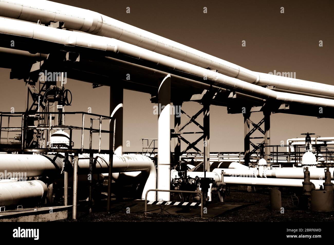Pipeline and pipe rack of petroleum industrial plant. Offshore Industry ...