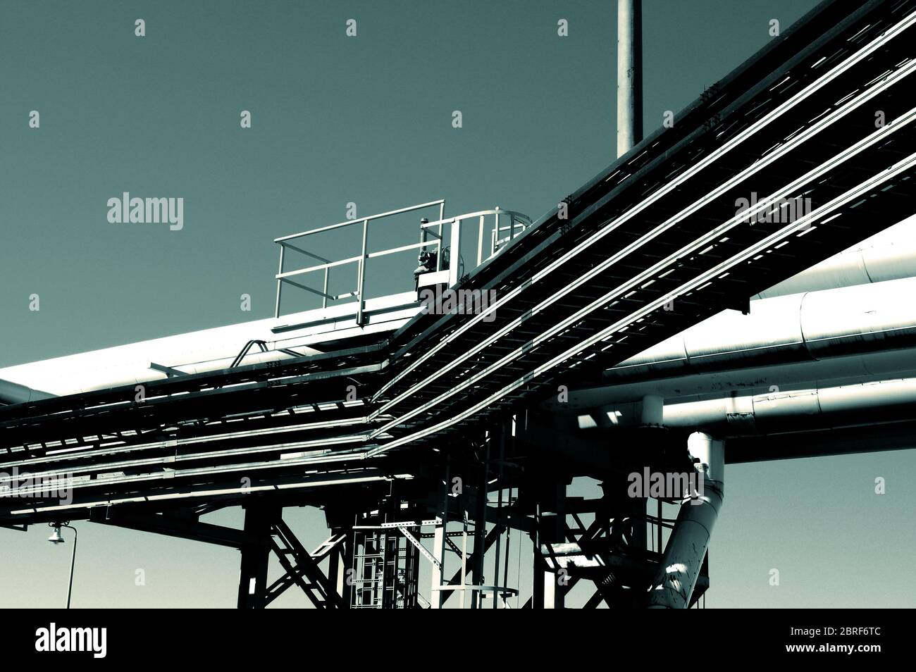 Pipeline and pipe rack of petroleum industrial plant. Offshore Industry ...