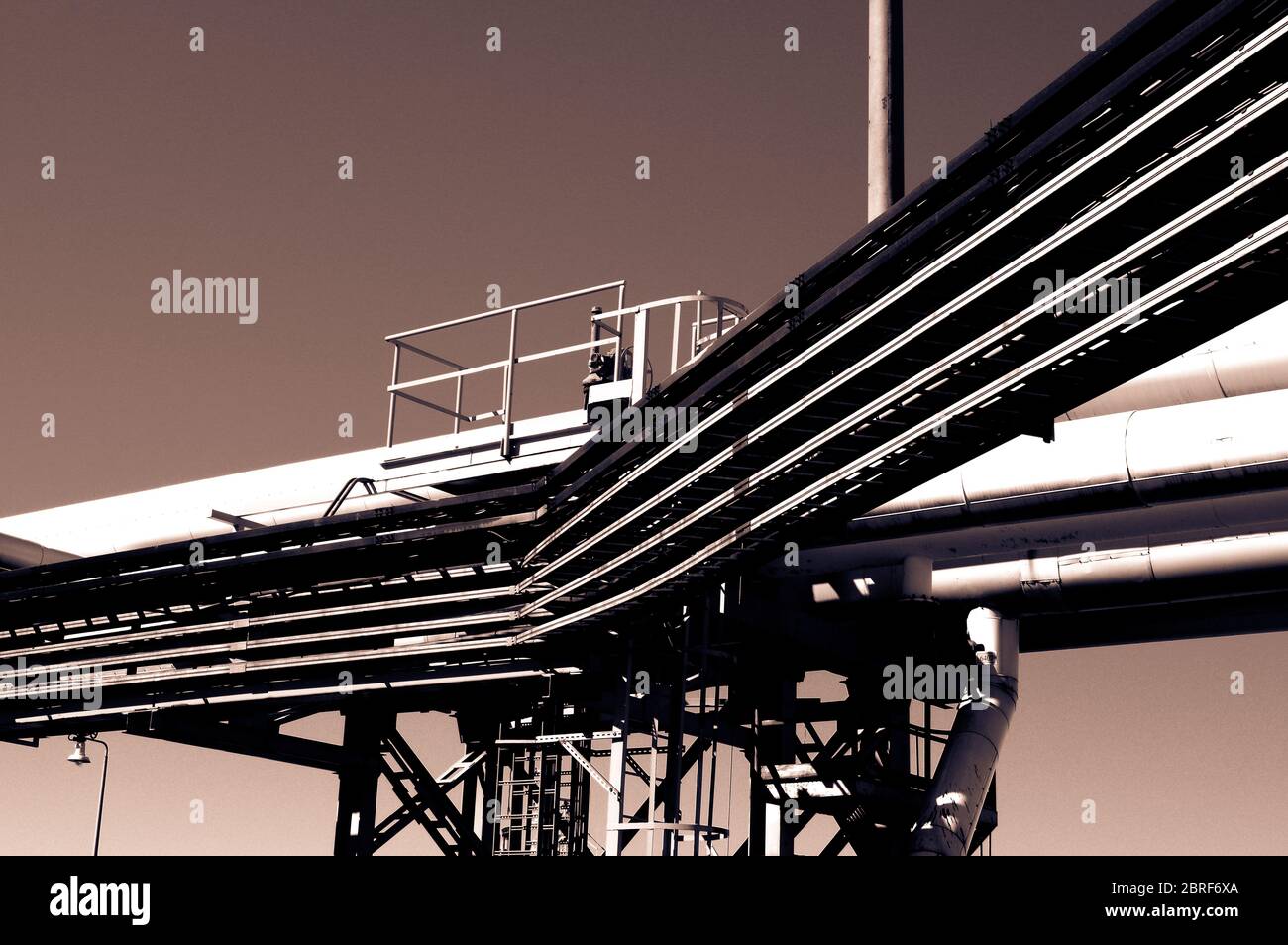 Pipeline and pipe rack of petroleum industrial plant. Offshore Industry ...