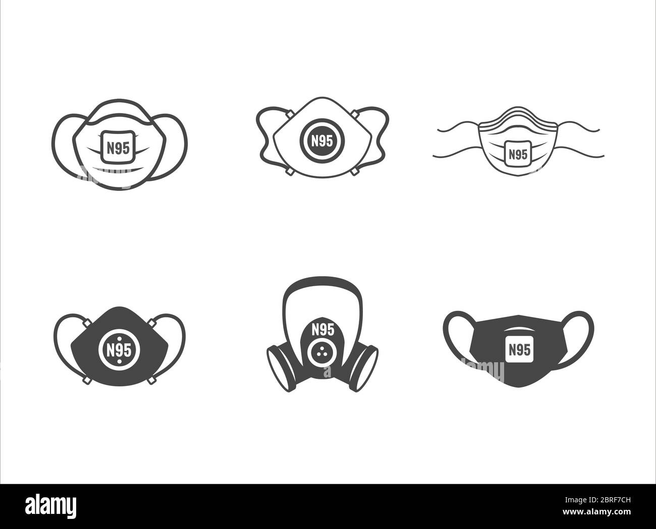 N95 facemask ppe face mask icon set w respiratory face masks Stock ...