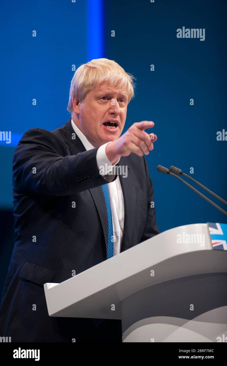 Boris Johnson speaks during the Conservative Party Conference when he ...
