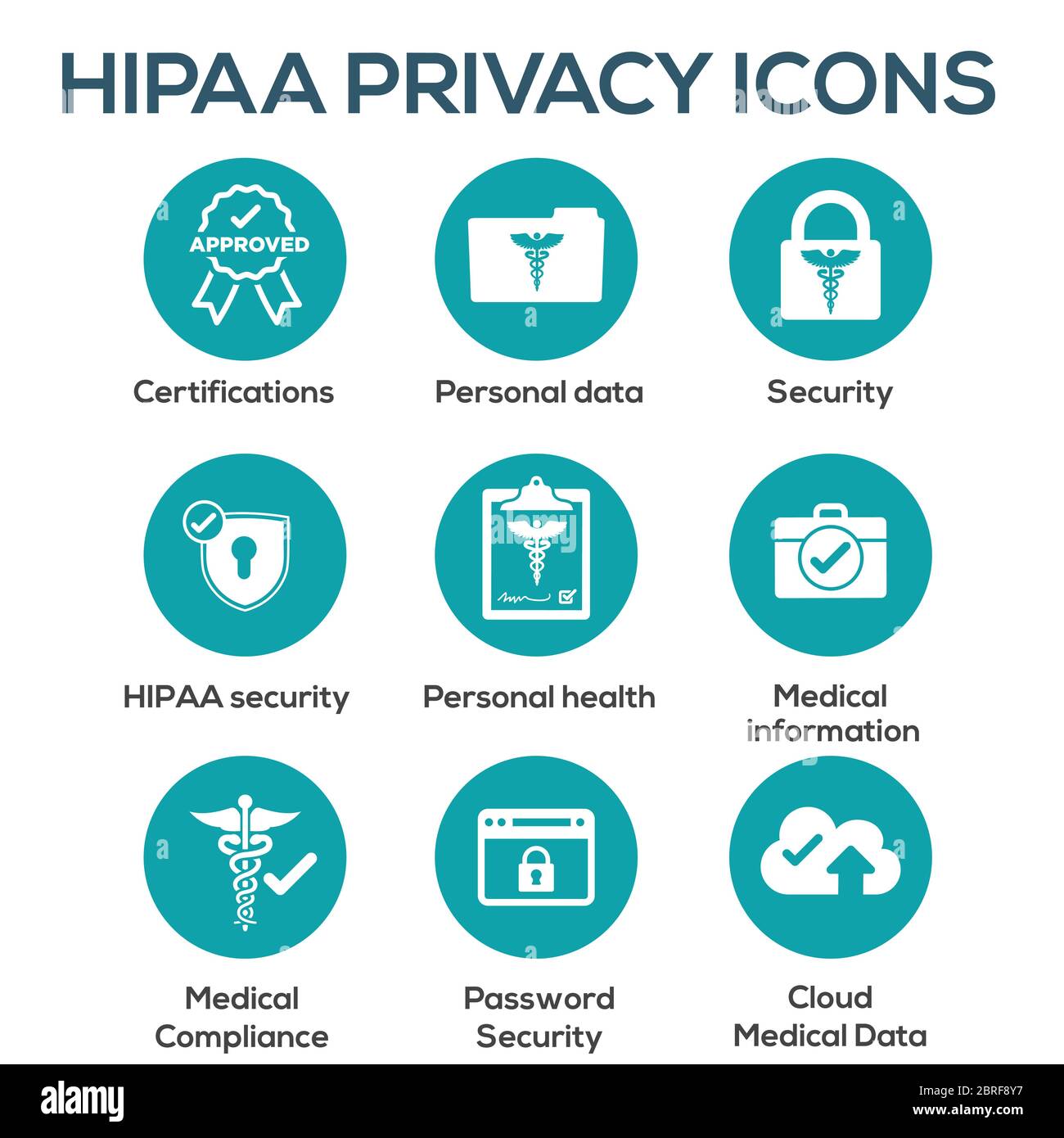 HIPAA Compliance icon set - hippa image involving medical privacy Stock ...