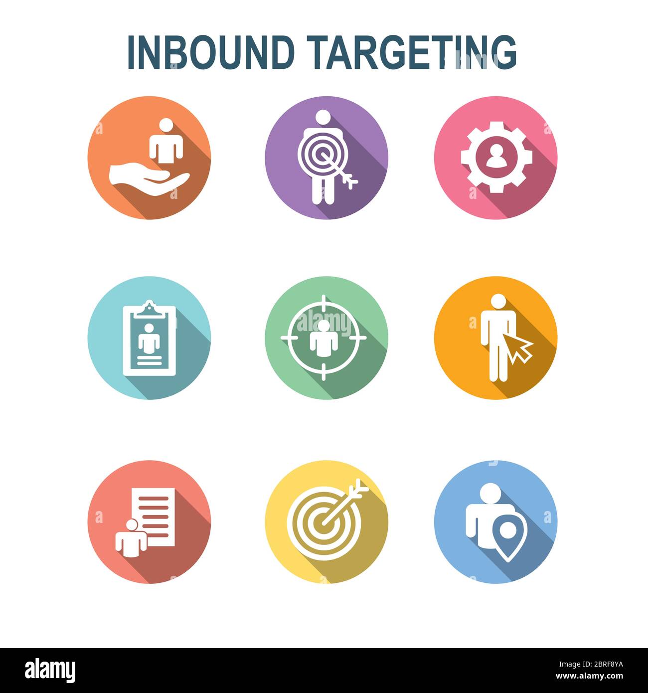 Inbound Marketing Icons w targeting imagery to show buyers and ...