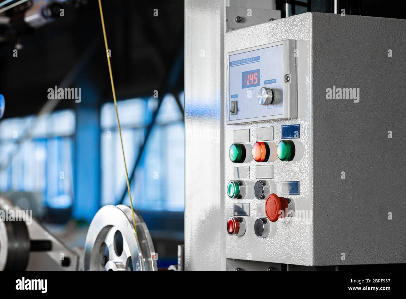 Cable production. Close up of a cable reel Stock Photo - Alamy