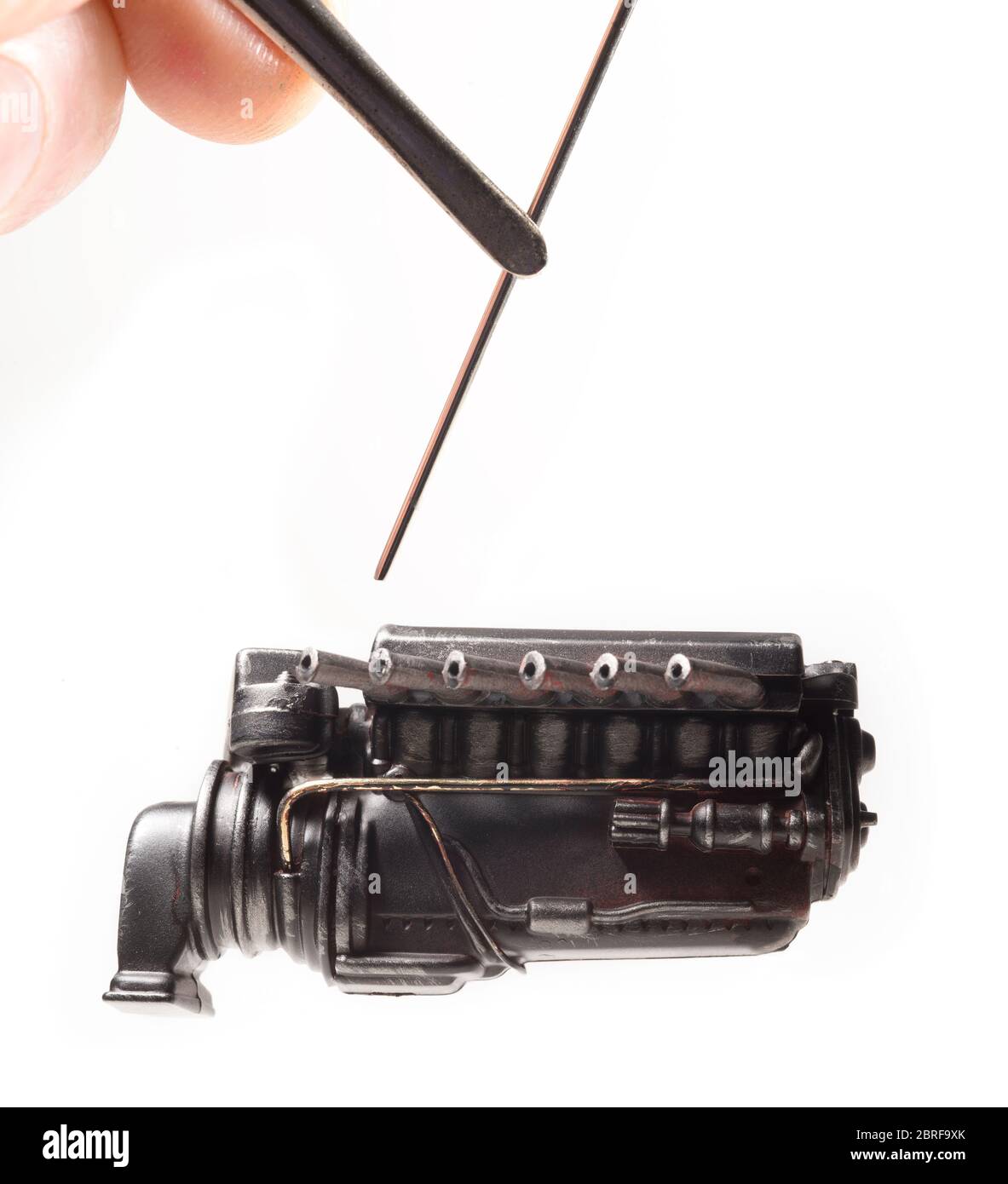 Making a miniature 12 cylinder aero engine Stock Photo - Alamy