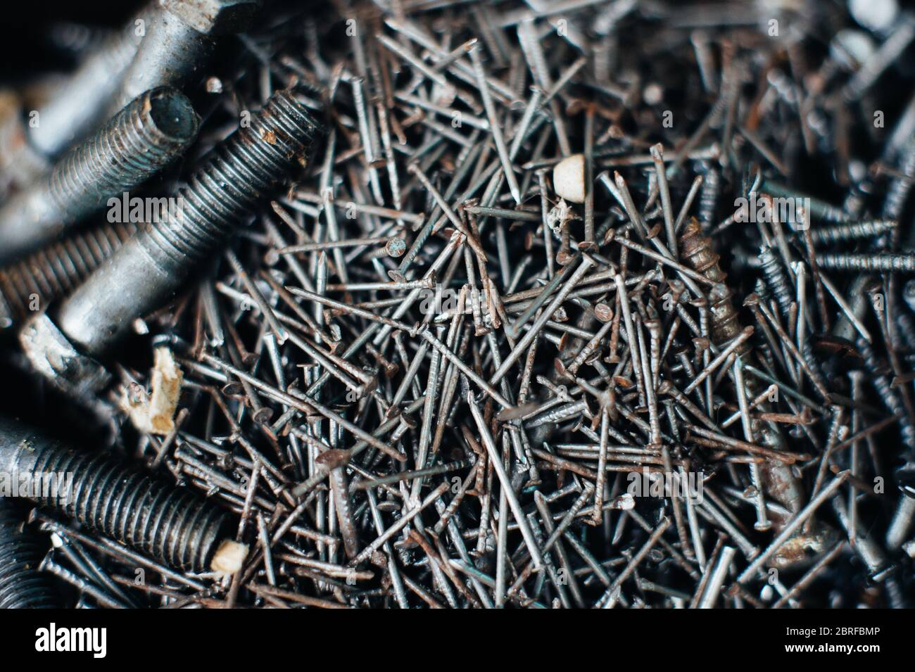 Scrap metal. Box with old rusty nails. Close-up. Macro Stock Photo - Alamy