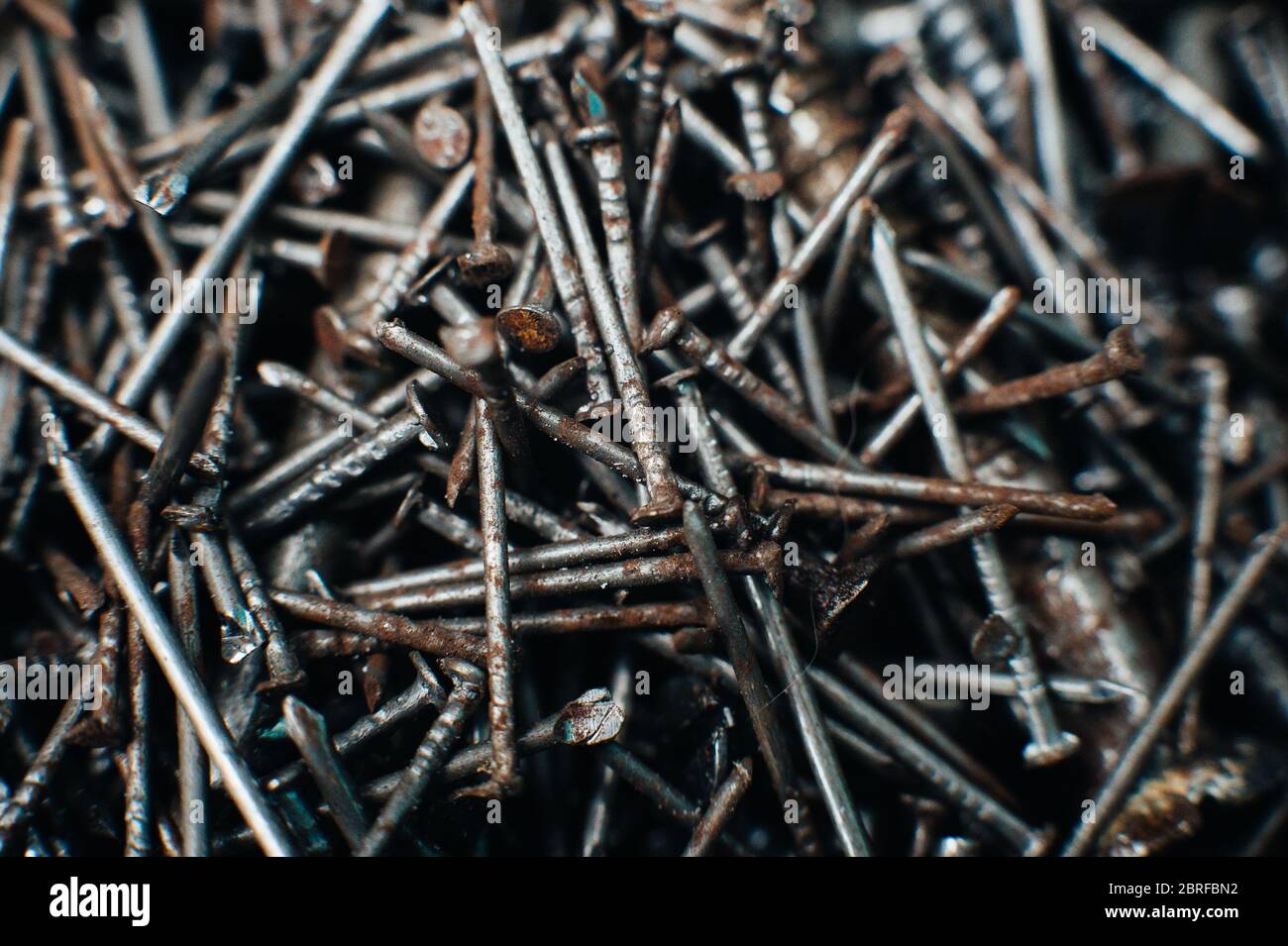 Scrap metal. Box with old rusty nails. Close-up. Macro Stock Photo - Alamy