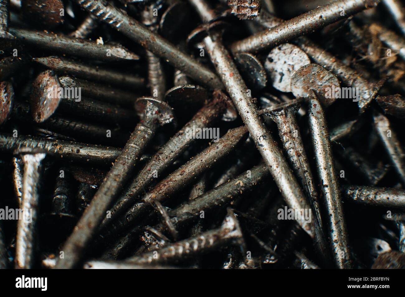 Scrap metal. Box with old rusty nails. Close-up. Macro Stock Photo - Alamy