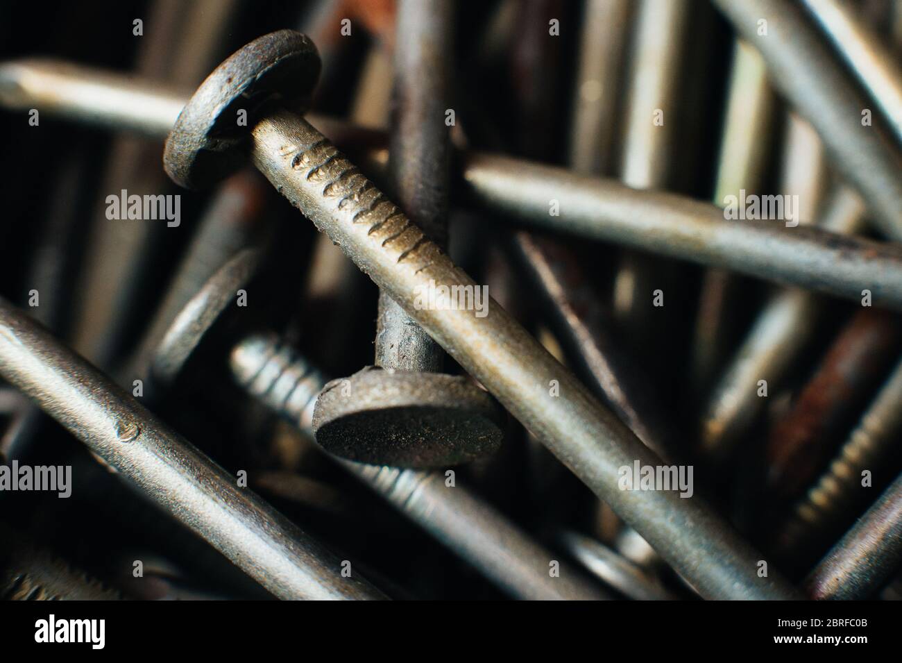 Scrap metal. Box with old rusty nails. Close-up. Macro Stock Photo - Alamy