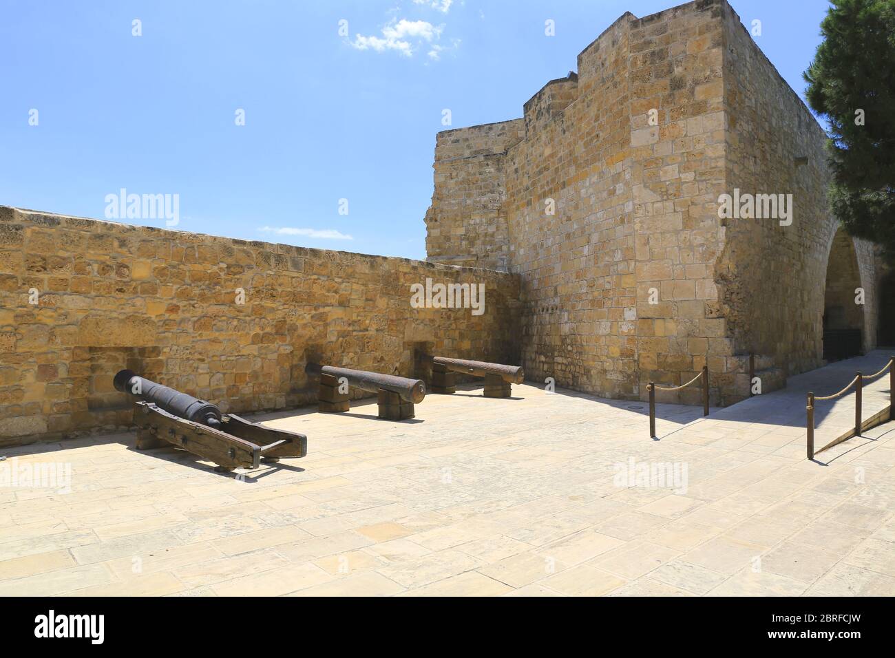 old guns in Larnaka medieval Castle in Cyprus Stock Photo - Alamy