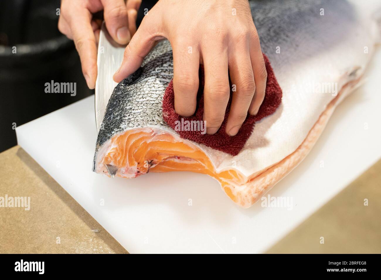 Fish on cutting table hi-res stock photography and images - Alamy