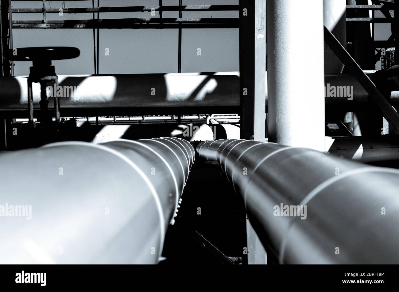 Pipeline and pipe rack of petroleum industrial plant. Offshore Industry ...