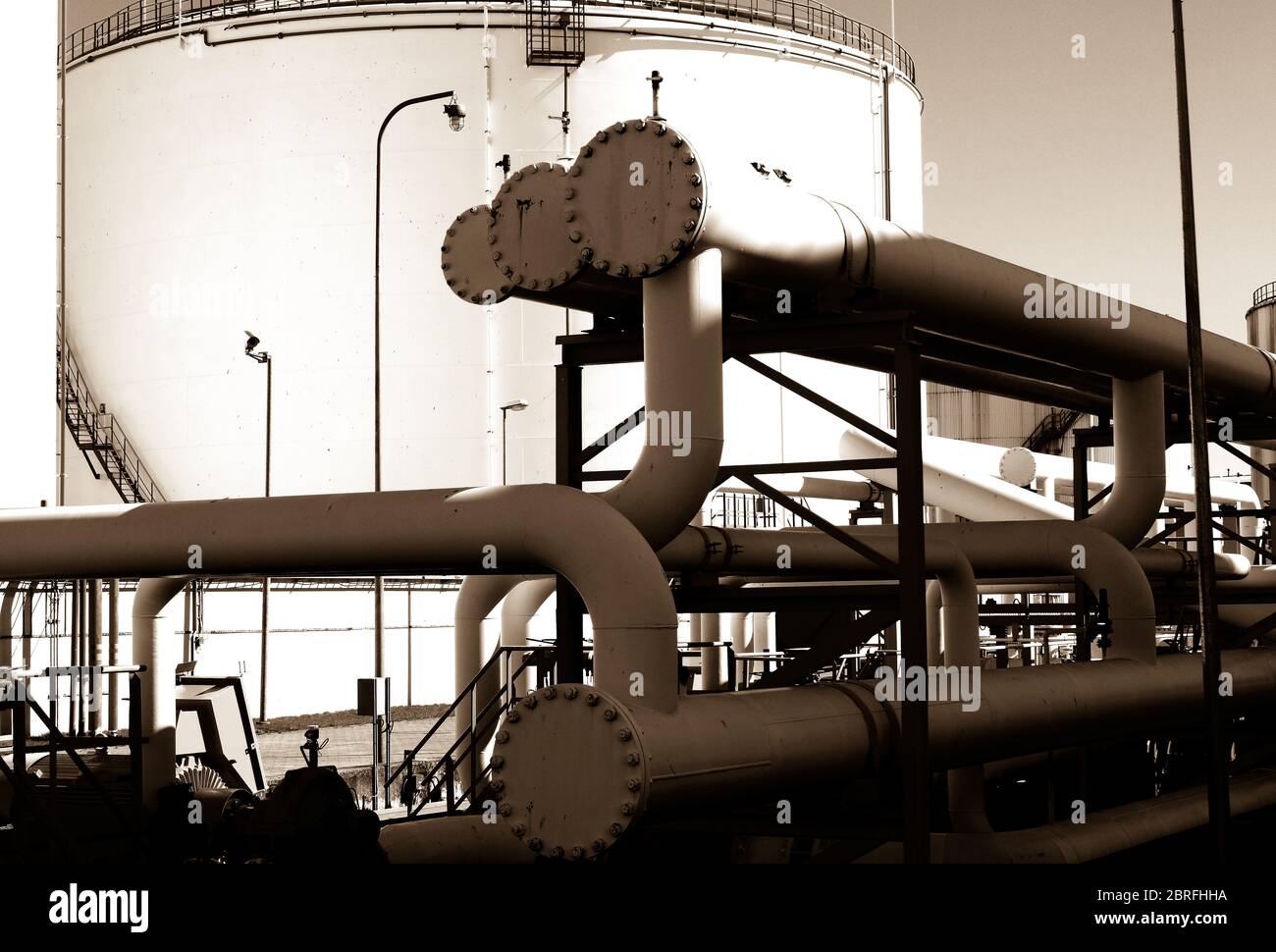 Pipeline and pipe rack of petroleum industrial plant. Offshore Industry ...